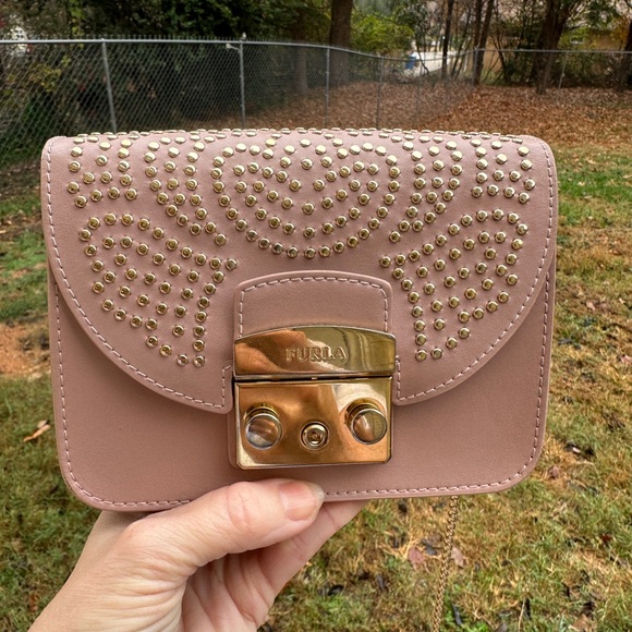 Furla | Bags | Reserved Furla Limited Edition Pink Studded Crossbody ...